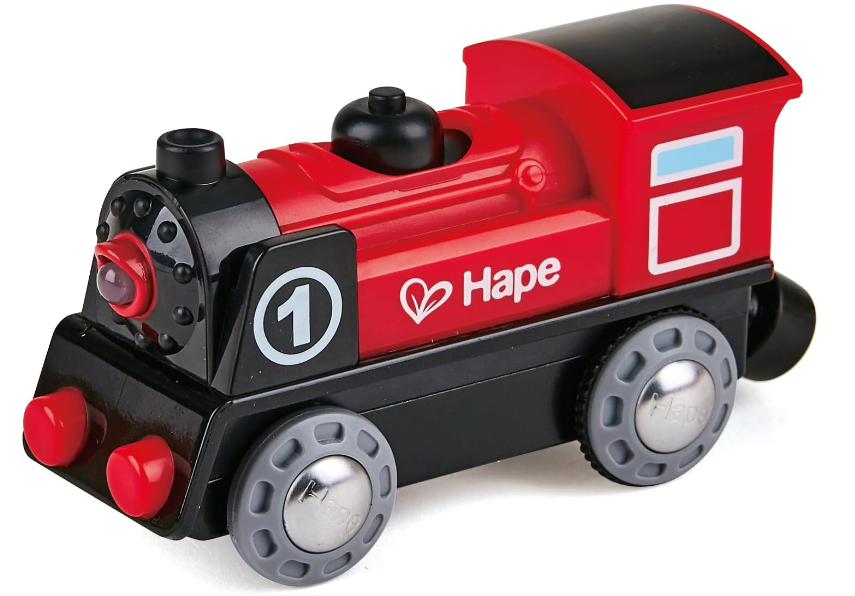 Hape Wooden Railway Battery Powered Engine No. 1 Kid's Train Set – Per ...